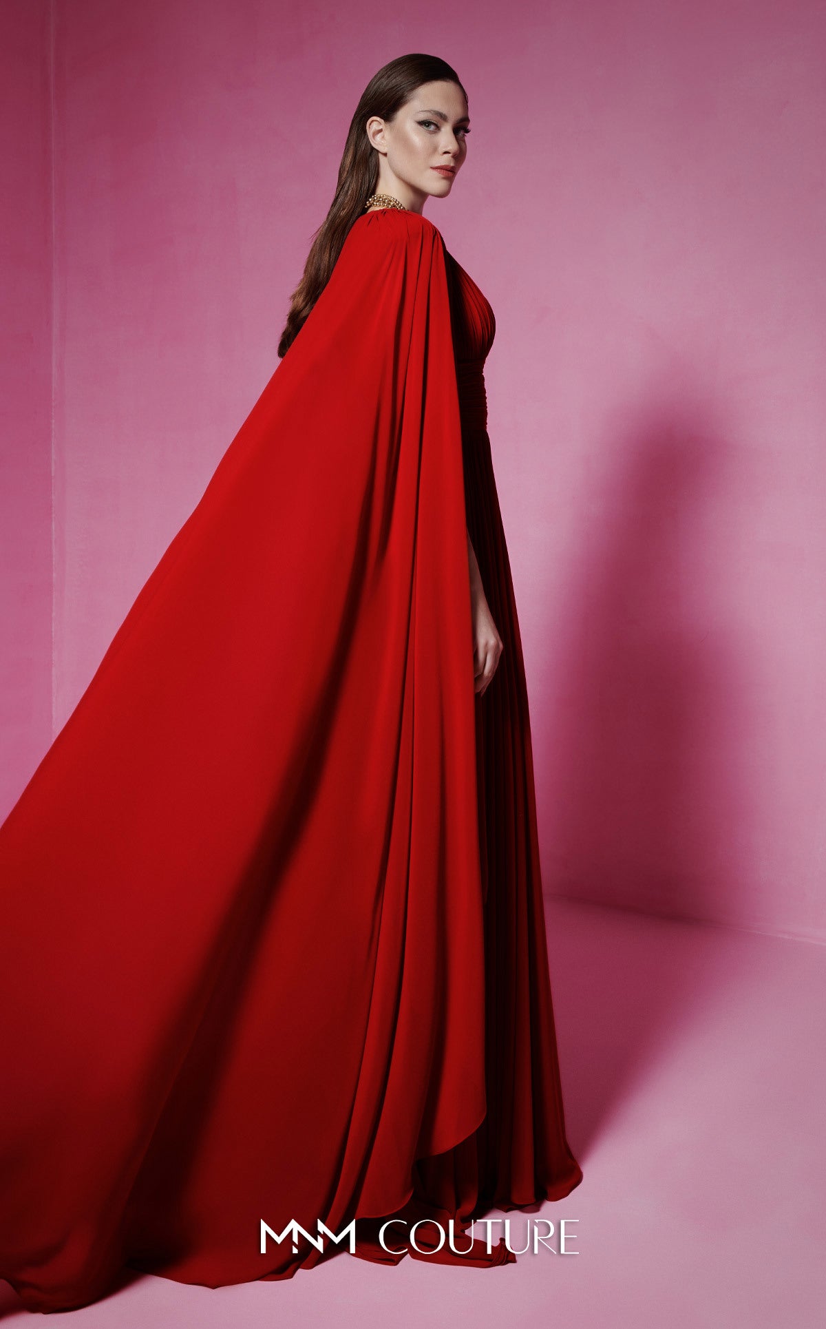 MNM Couture F02845 Elegant A-line Couture Gown with Cape Sleeves – Mia ...