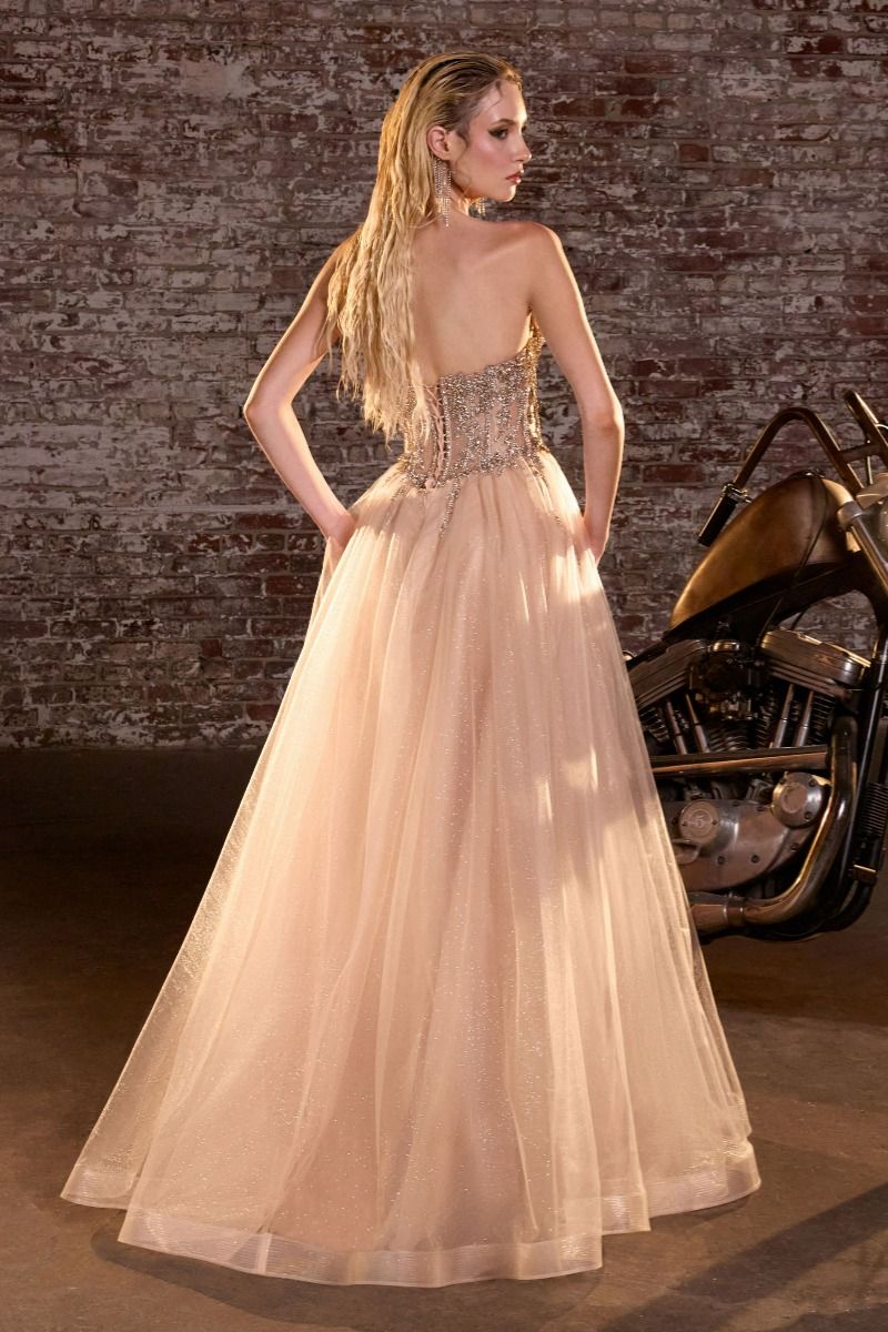 Ladivine CD721 Elegantly Embellished Ballgown with Sparkle Tulle – Mia ...