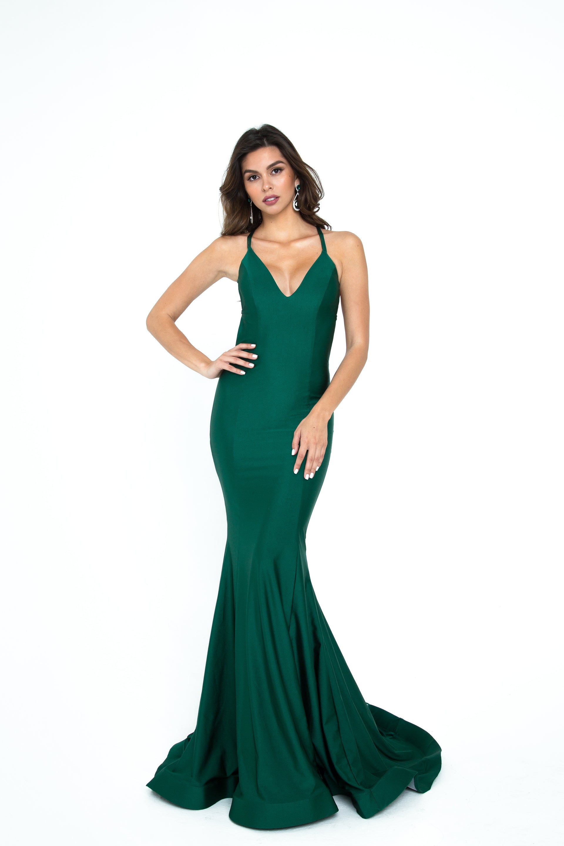 Atria style 6305H green fitted low back stretch jersey with sweetheart ...