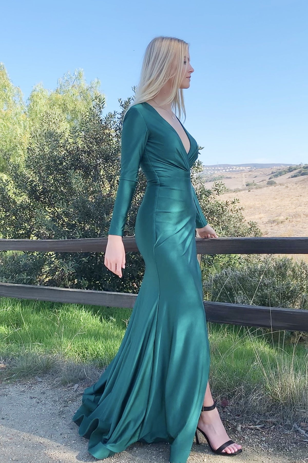 Atria style 6552 fitted long sleeves formal dress – Mia Bella Couture